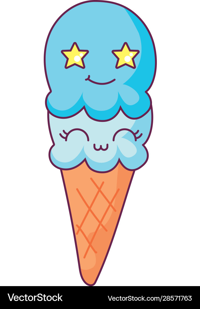 Kawaii ice cream cartoon design Royalty Free Vector Image