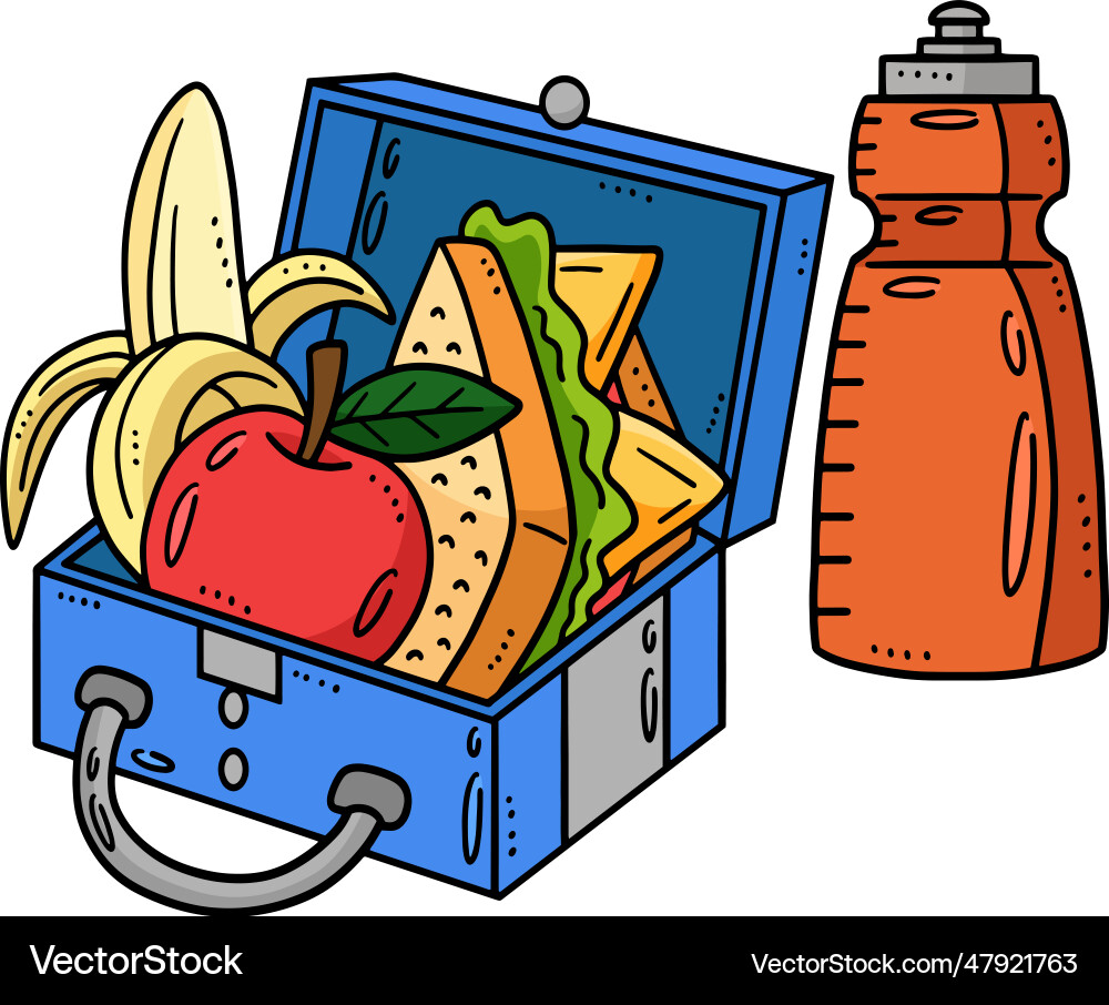 Lunchbox Cartoon farbigen Clipart Lizenzfreies Vektorbild