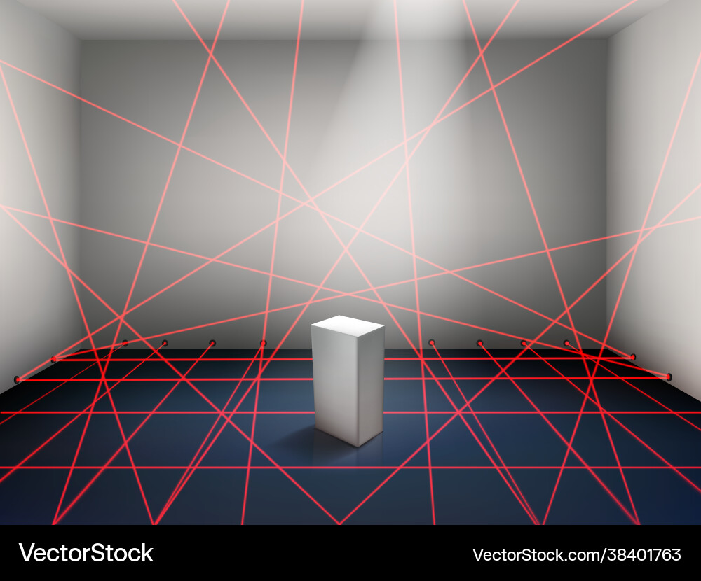 Museum laser beam security system realistic Vector Image