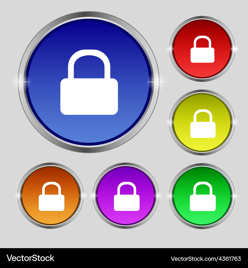 Pad lock icon sign round symbol on bright Vector Image