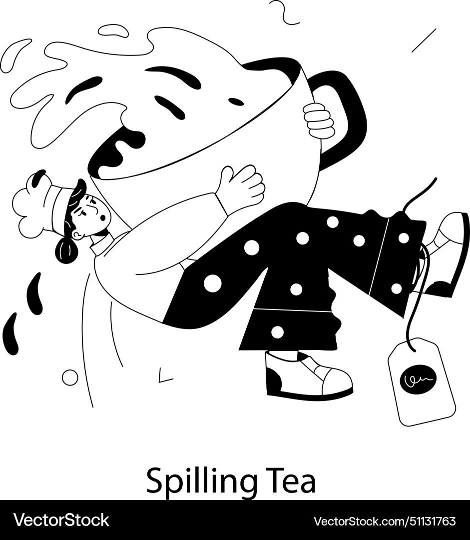 Spilling tea Royalty Free Vector Image - VectorStock