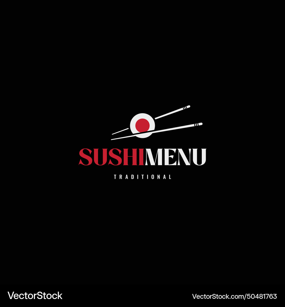 Sushi menu with roll logo on black Royalty Free Vector Image