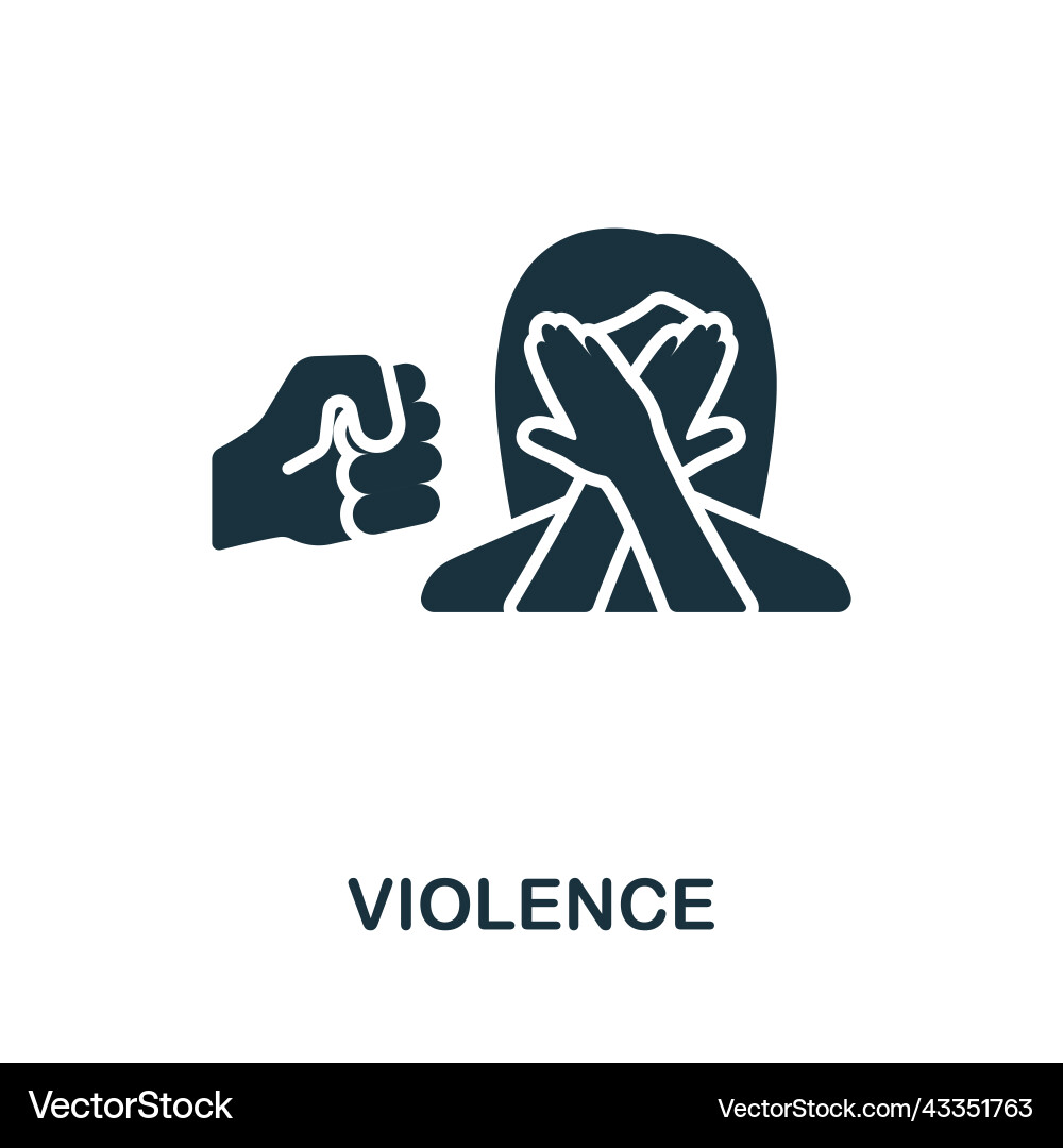 Violence icon monochrome simple line harassment Vector Image