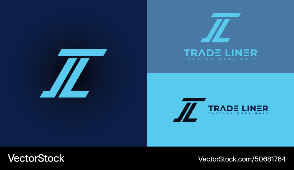 Abstract initial letter tl or lt logo in blue Vector Image