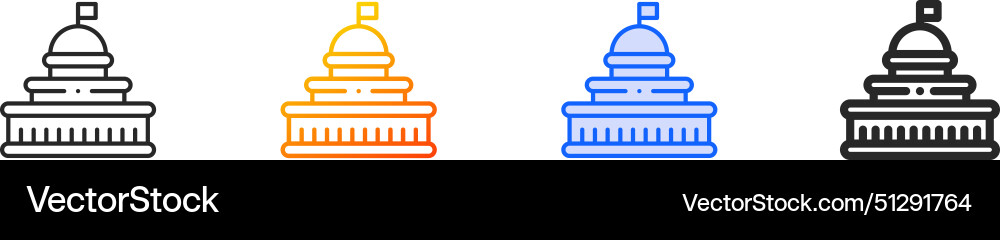 Capitol iconthin linear gradient blue stroke Vector Image