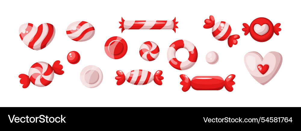 Cute christmas candies shapes flat color objects Vector Image