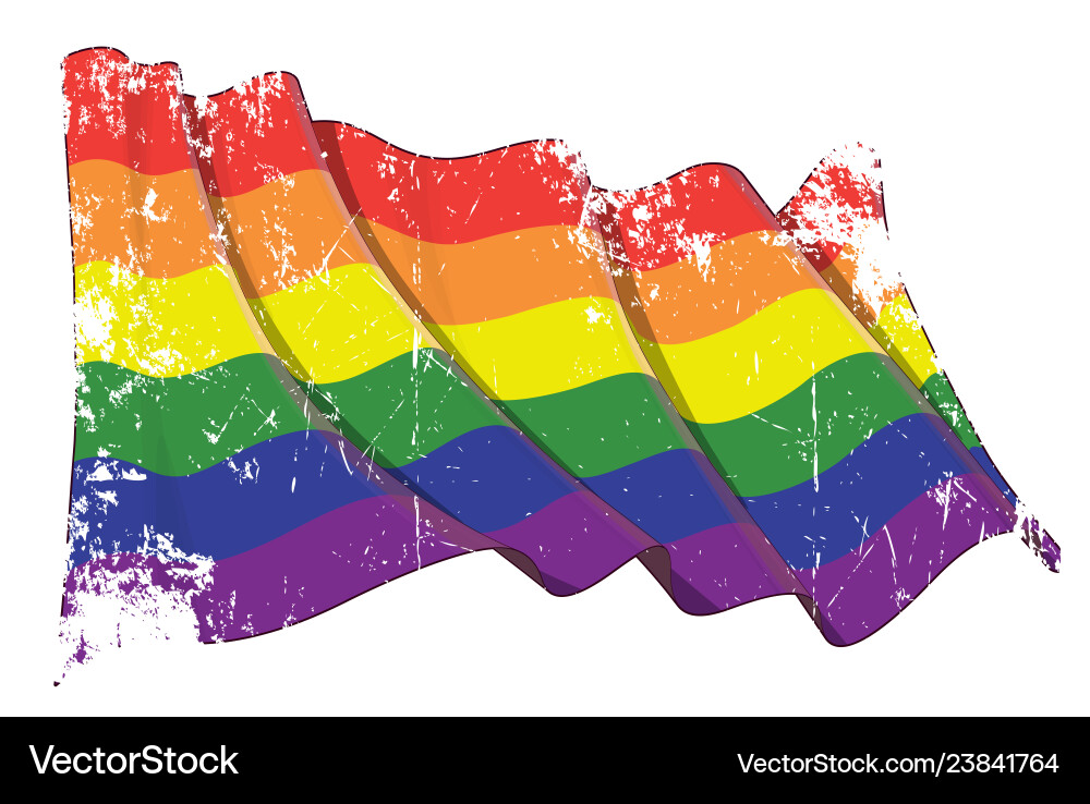 Gay pride waving flag grunge Royalty Free Vector Image