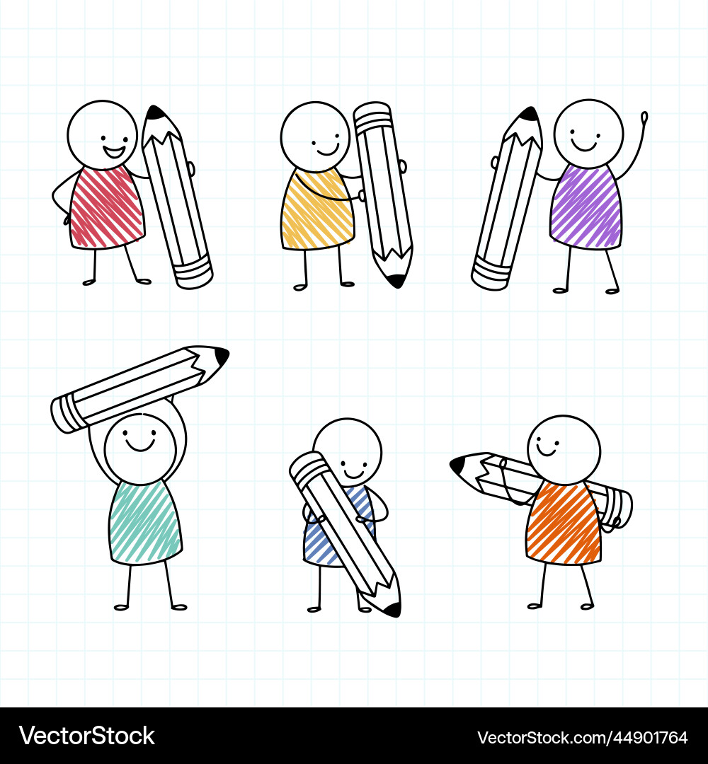 Hand drawn stickman set Royalty Free Vector Image