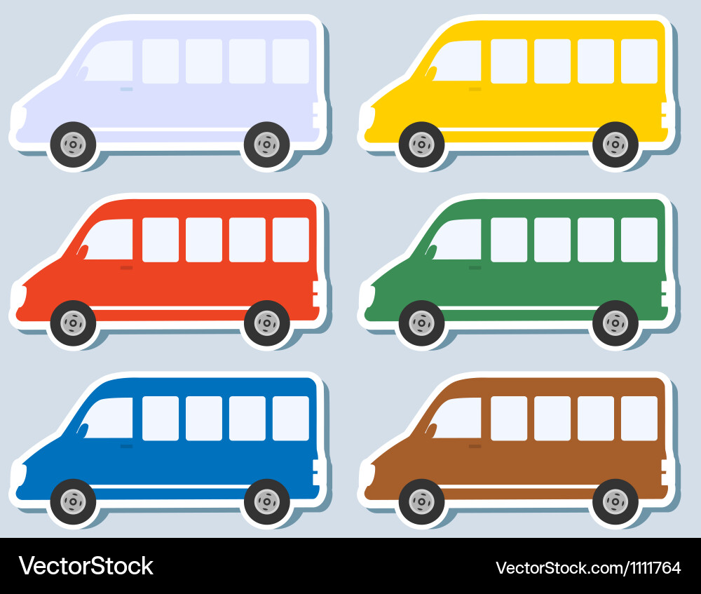 Isolated Minibus Stickers Royalty Free Vector Image