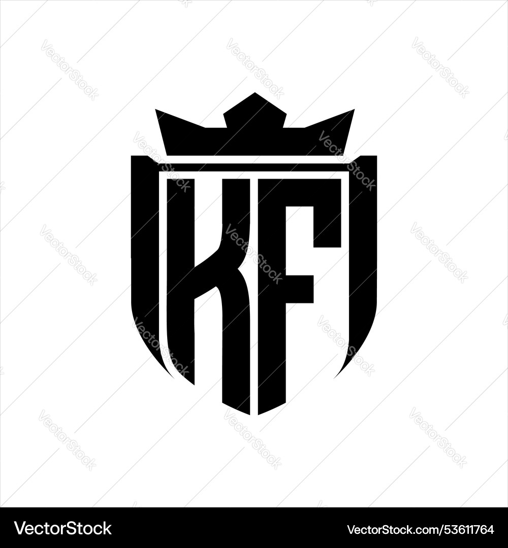 Kf logo with shield shape geeometric crown Vector Image