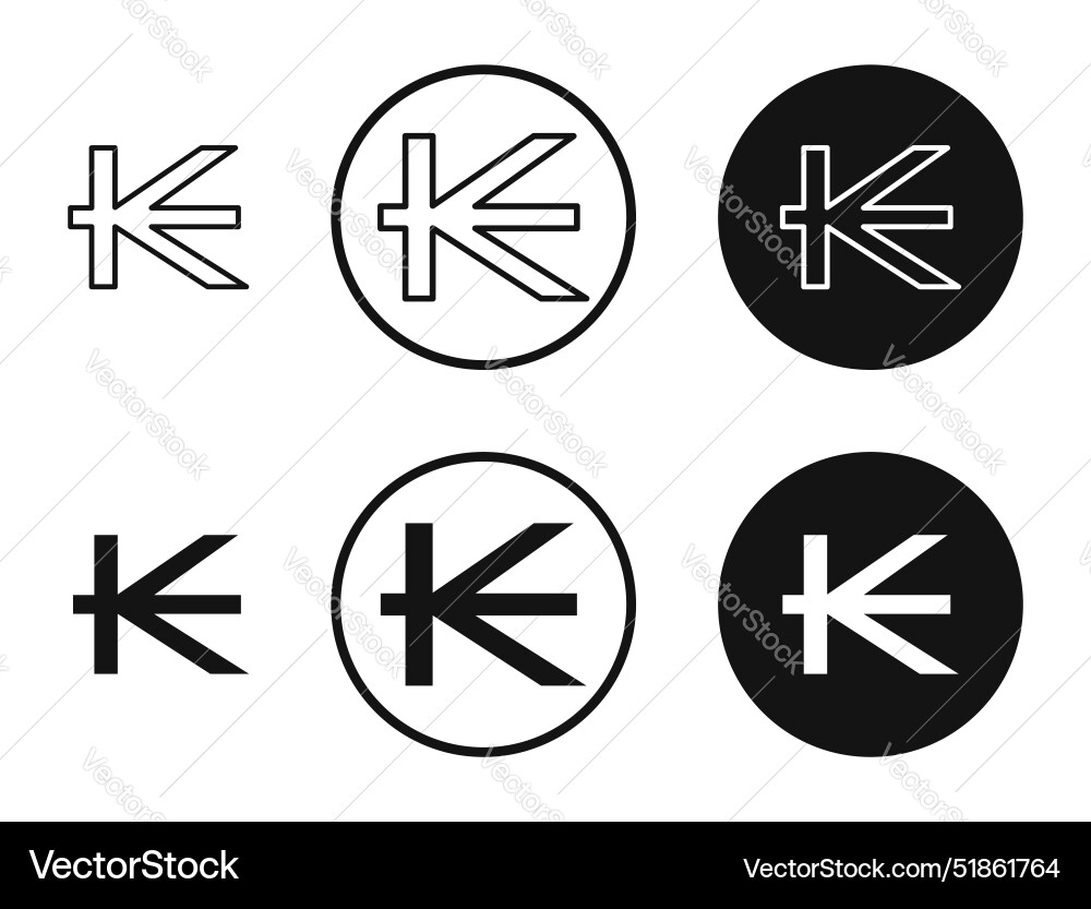 Kip icon set in black and white outlines Vector Image