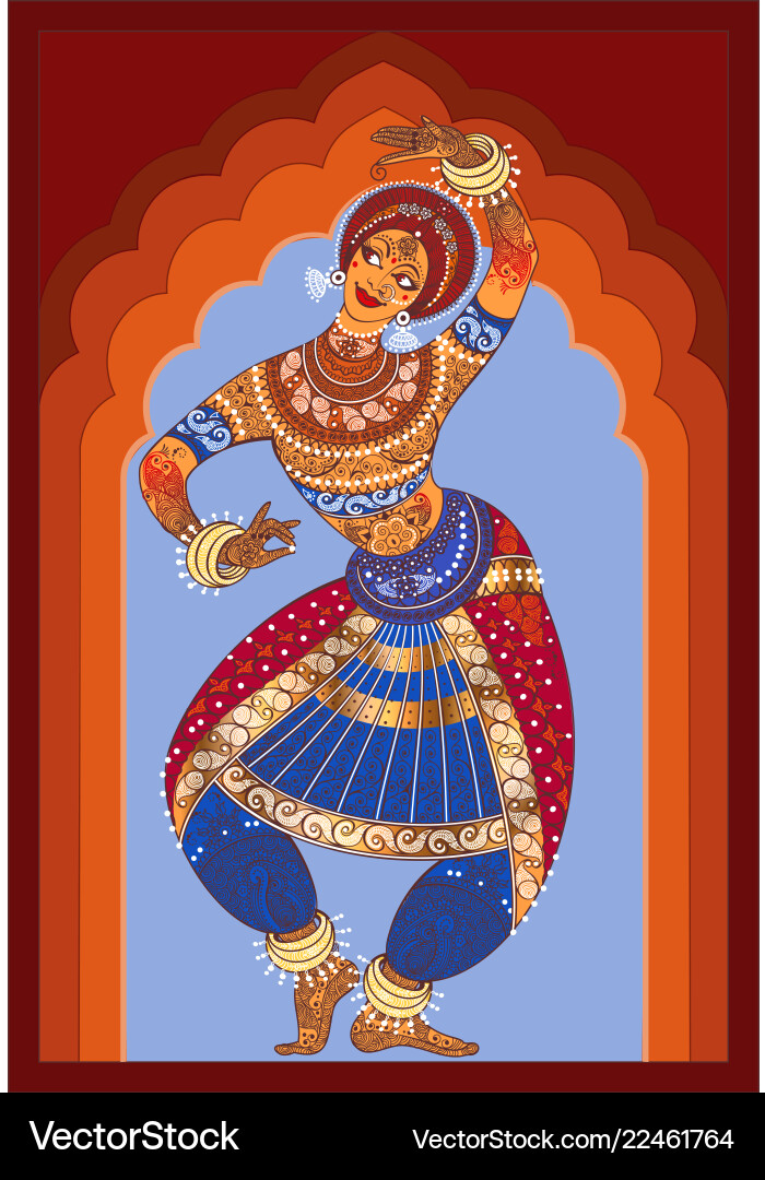 Young indian dances national dance she is dressed Vector Image