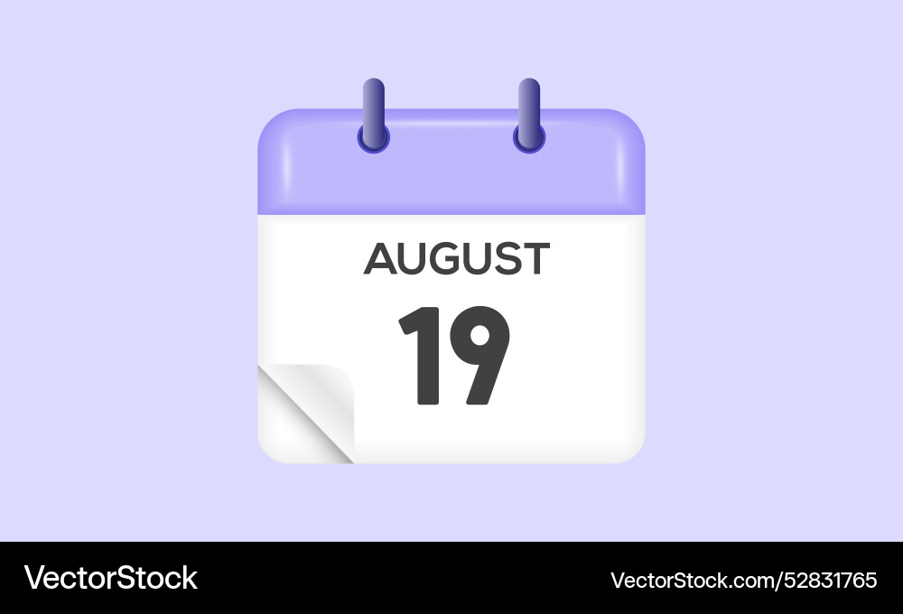 August 19 - calendar and time planner daily Vector Image