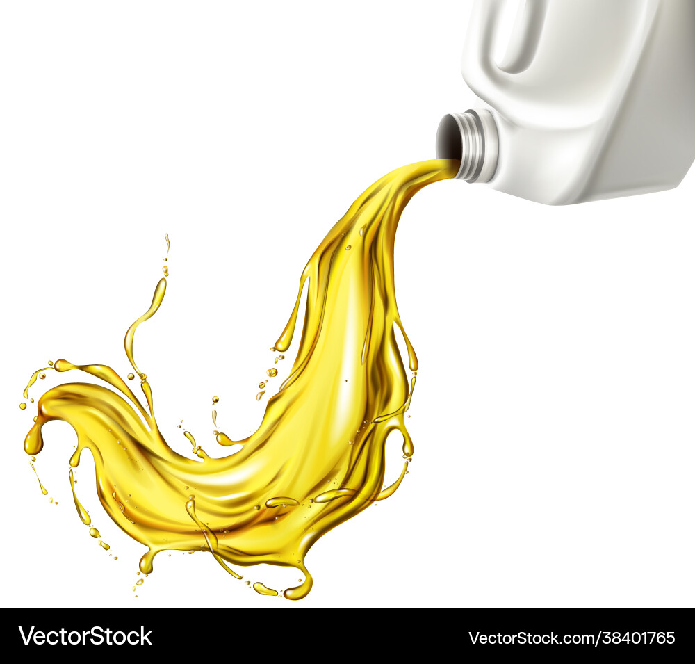 Car lubricant spilling from blank bottle Vector Image