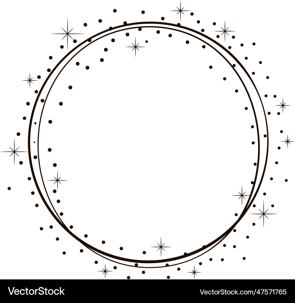 Circle frame with shiny stars minimal monochrome Vector Image