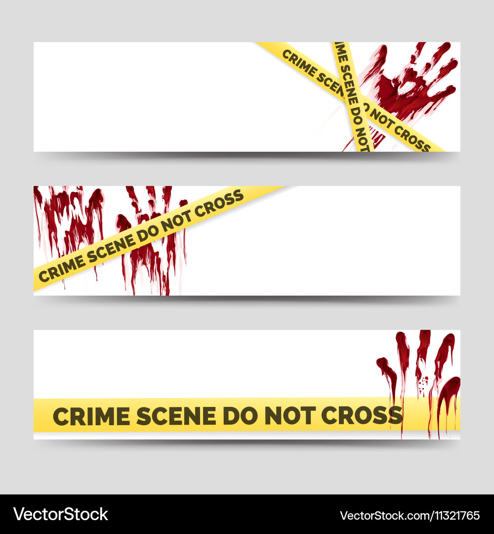 Crime banners with bloody handprints Royalty Free Vector
