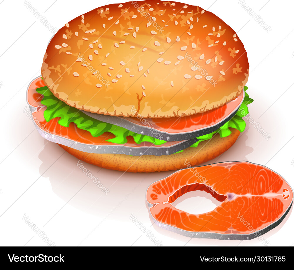 Fish and burger Royalty Free Vector Image - VectorStock