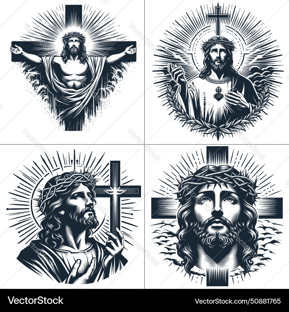 Jesus christ cross praying Royalty Free Vector Image