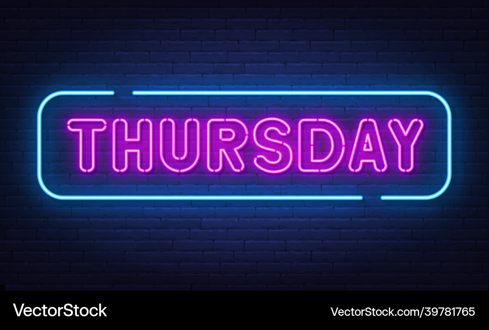 Neon Thursday Sign on Brick Wall Royalty Free Vector Image