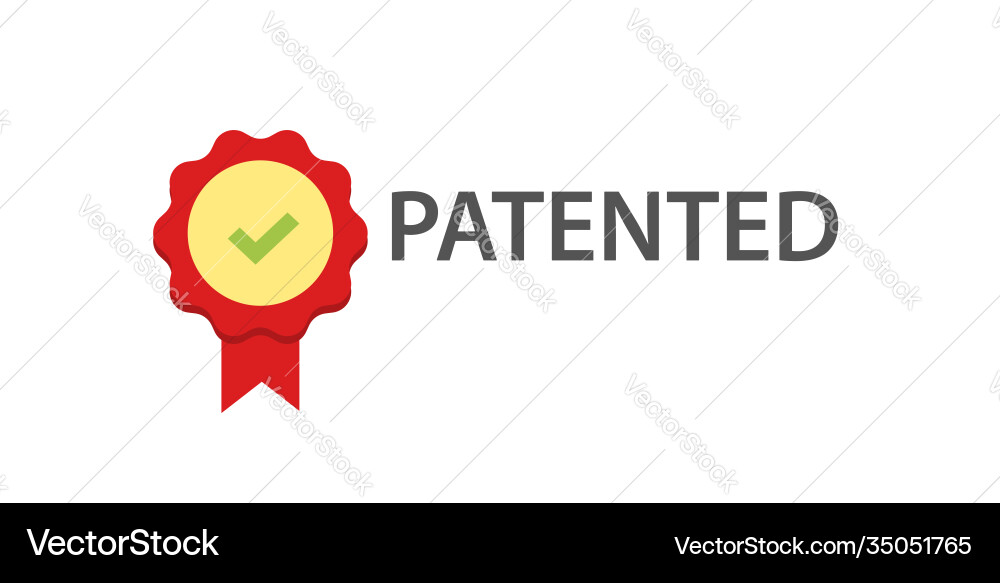 Patent stamp icon red color copyright Royalty Free Vector