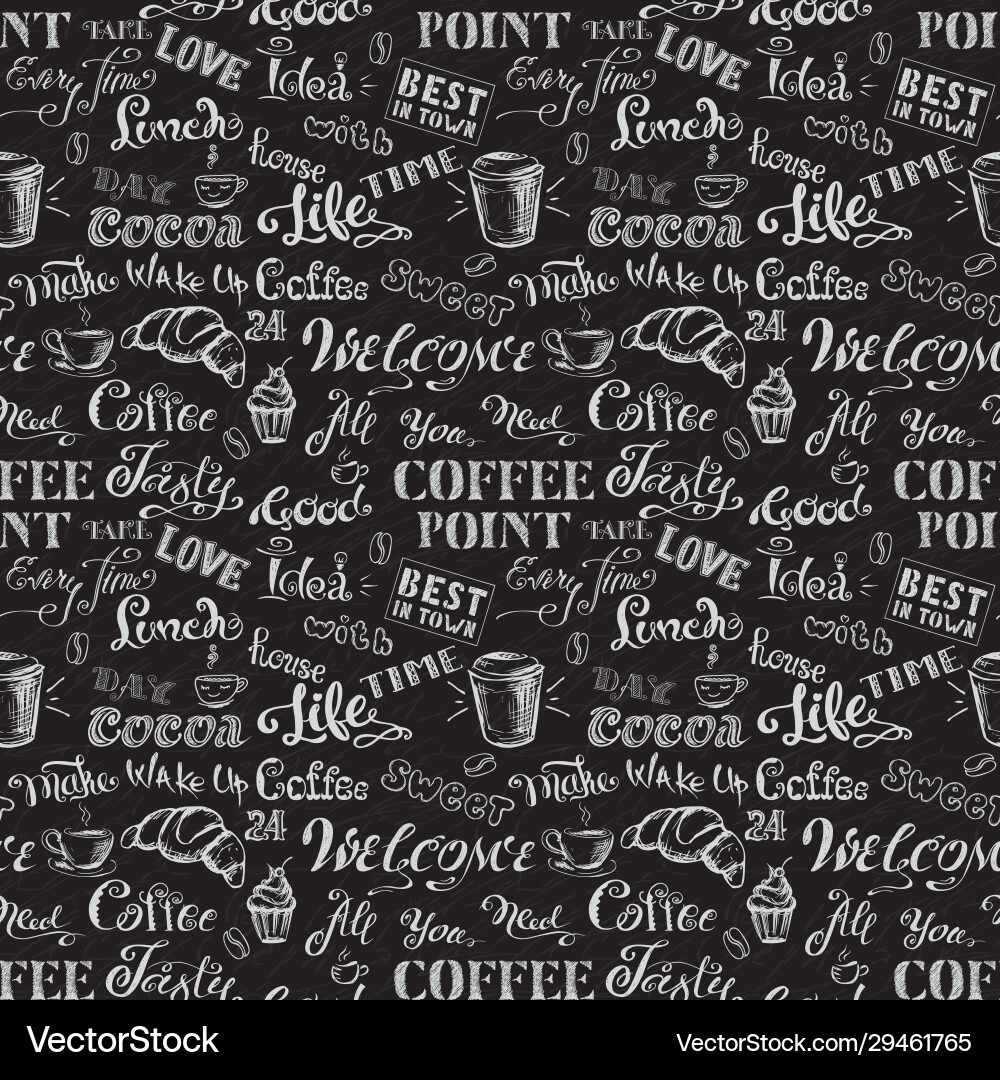 Pattern wrapping wallpaper freehand cafe coffee Vector Image
