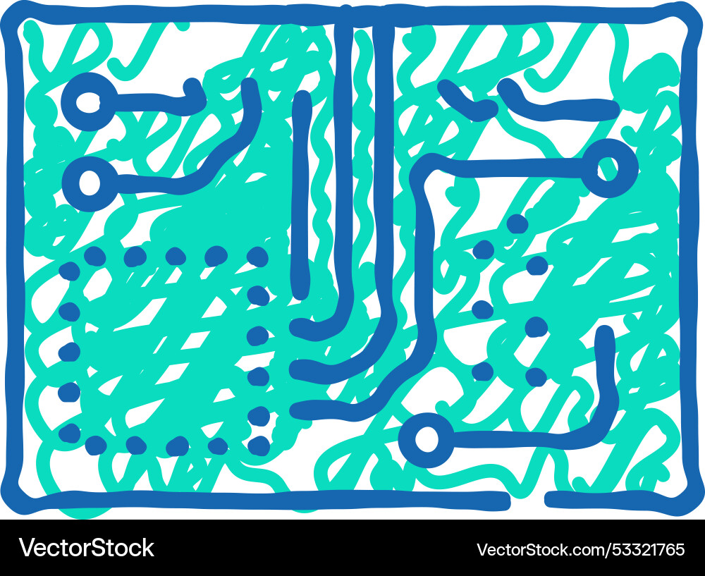 Pcb board electronic component icon doodle Vector Image
