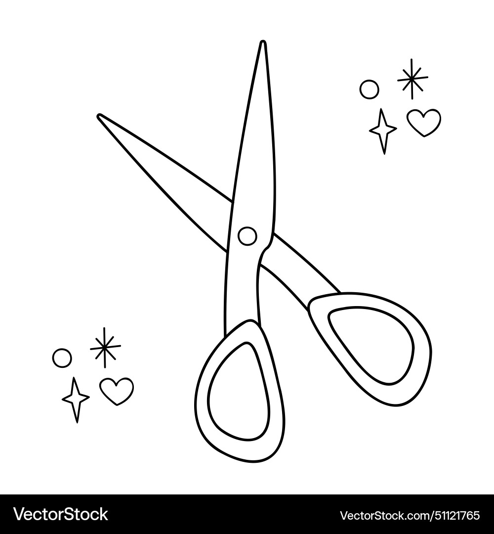 Scissors doodle outline black and white Royalty Free Vector