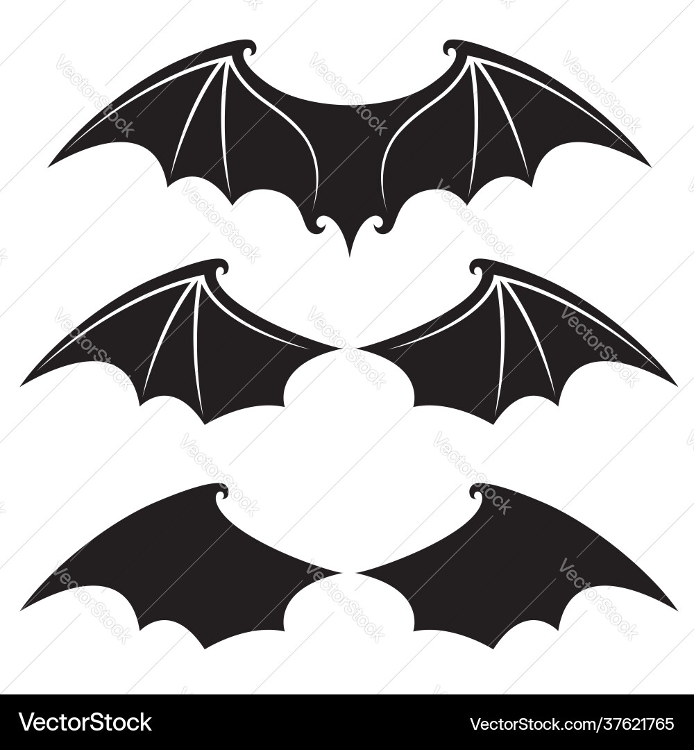 Set bat wings Royalty Free Vector Image - VectorStock