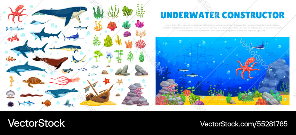 Underwater landscape constructor arcade game asset