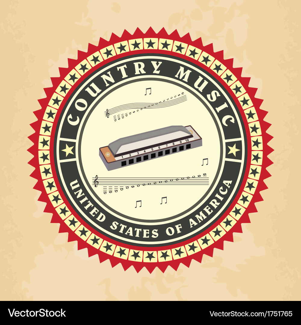 Vintage label country music Royalty Free Vector Image