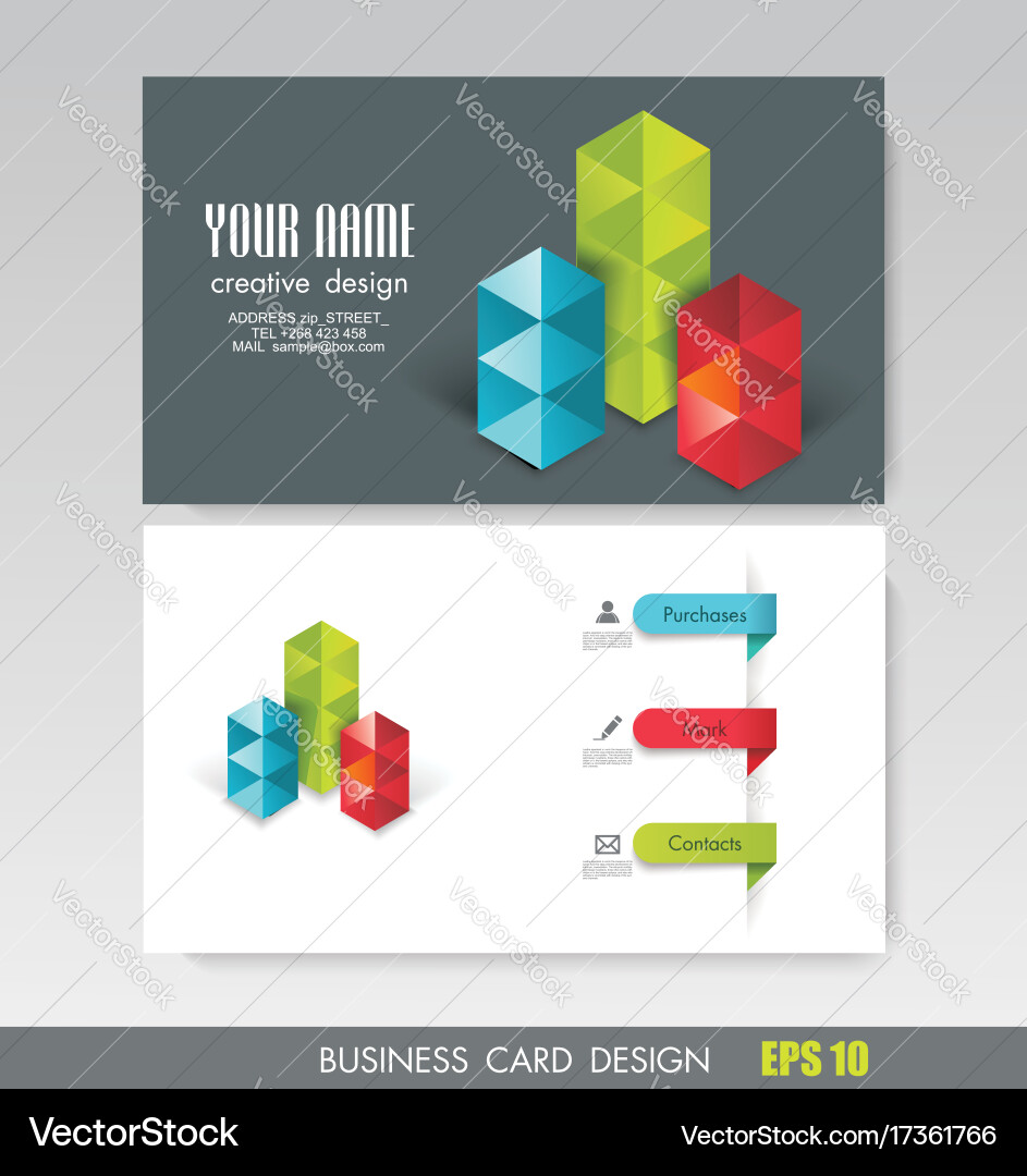 Business card design bright cubes composition Vector Image