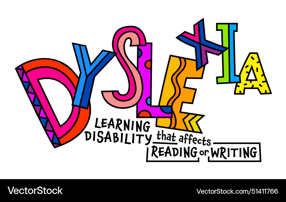 Dyslexia concept reading disability web banner Vector Image