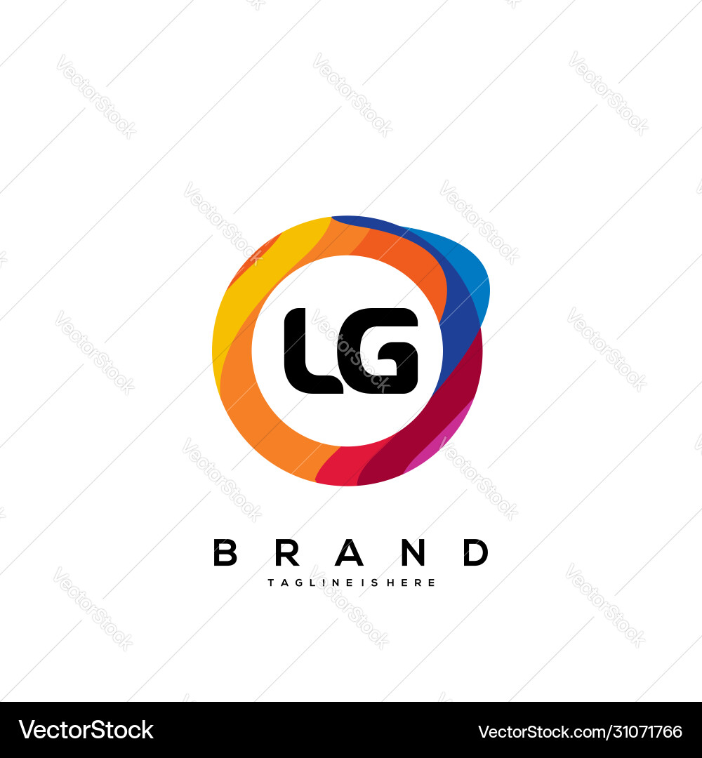Letter lg gradient color logo design Royalty Free Vector