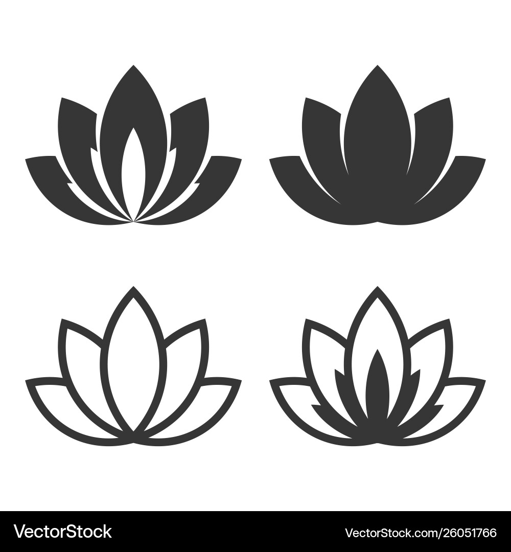 Lotus Flower Icon Set Royalty Free Vector Image