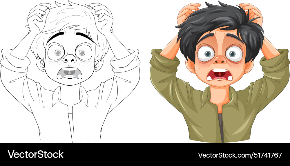 A boy with shocked expression Royalty Free Vector Image