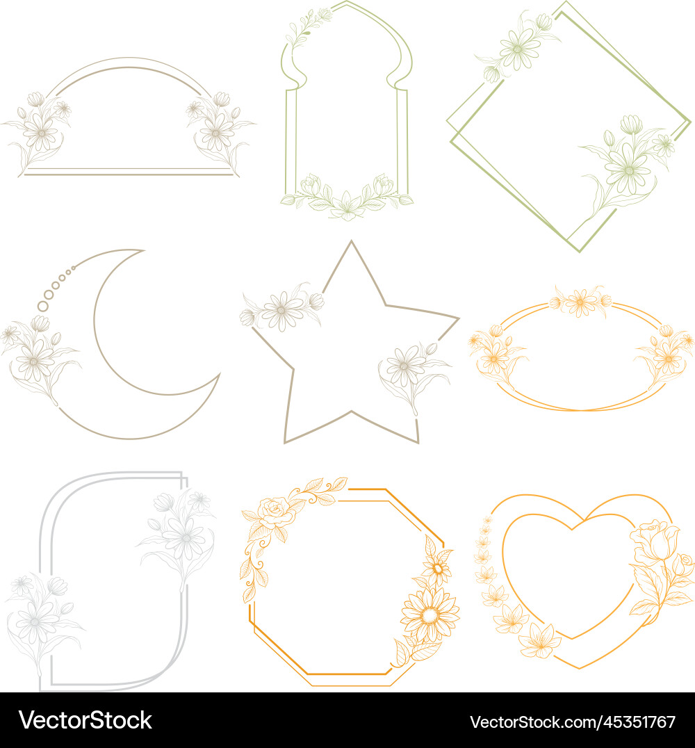 Beautiful arch frame flower collections Royalty Free Vector