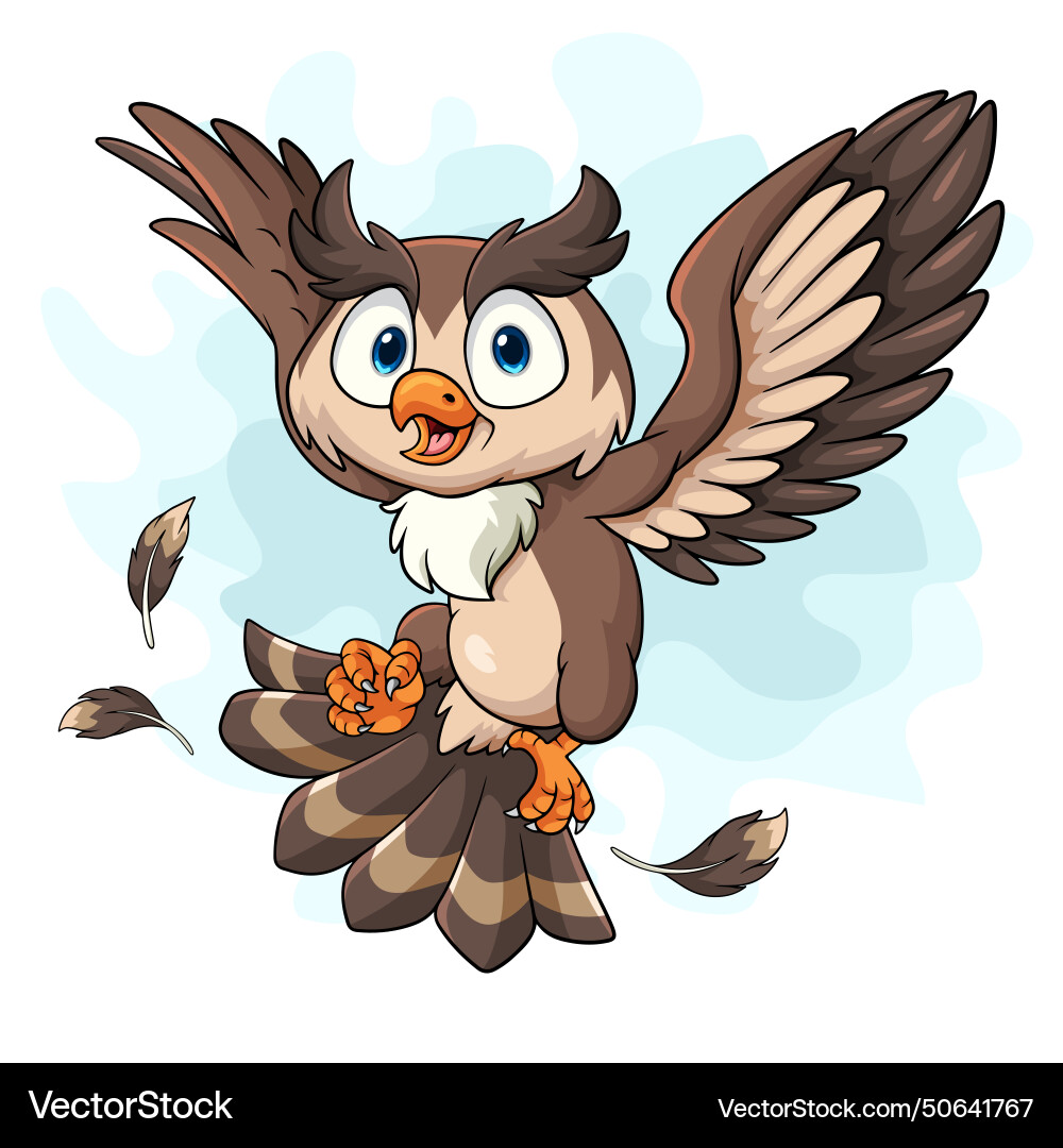 Cartoon owl flying isolated on white background Vector Image