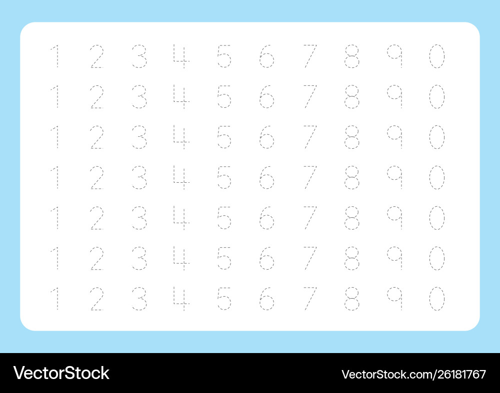 Free handwriting pages for writing numbers Vector Image