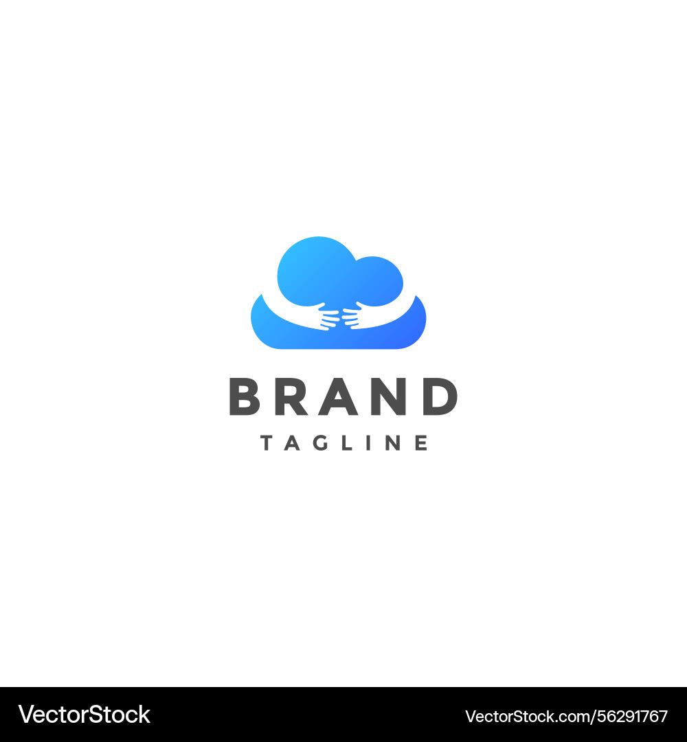 Playful hugging soft clouds logo design Royalty Free Vector