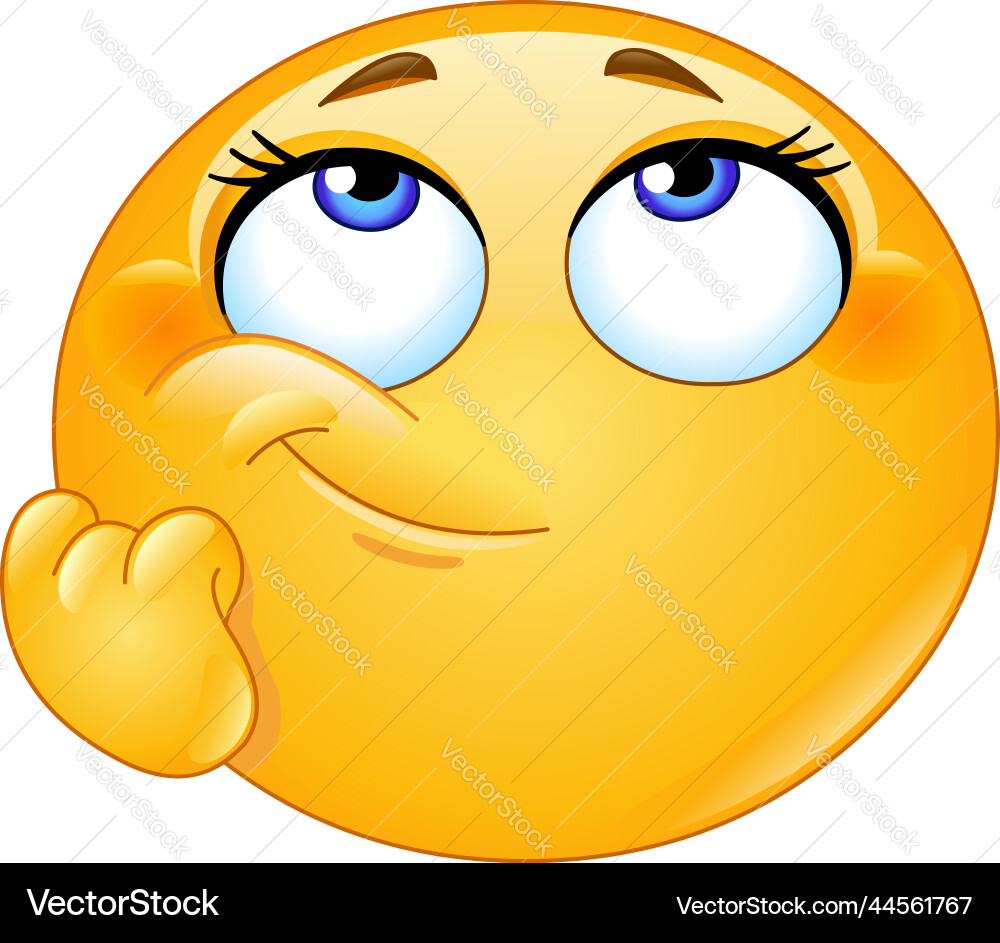 Ponder female emoticon Royalty Free Vector Image