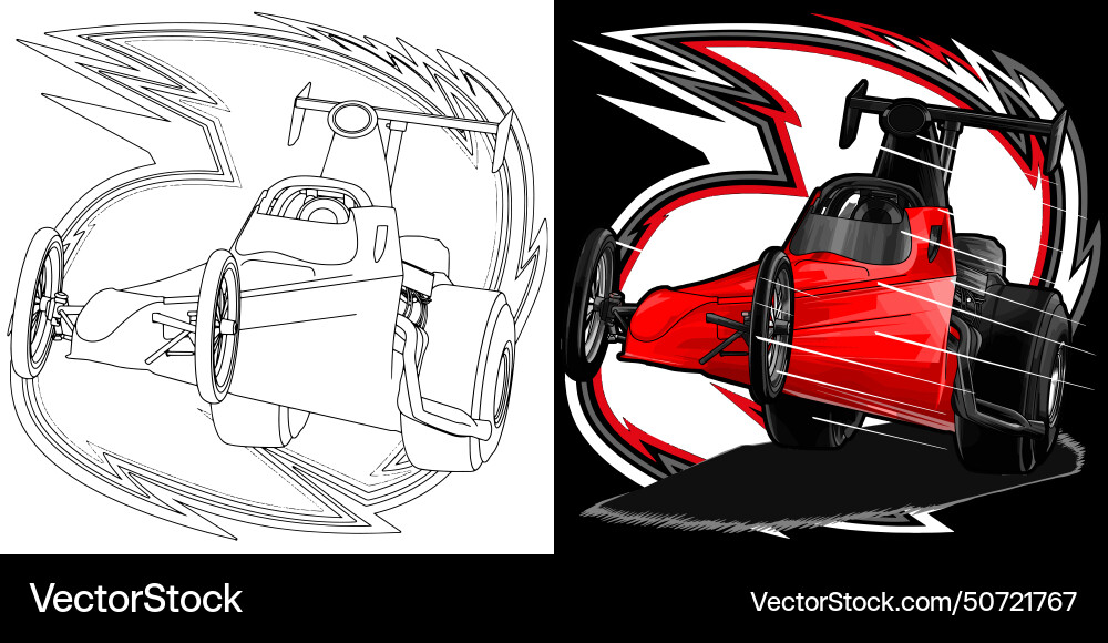 Red drag racing car with black strip Royalty Free Vector