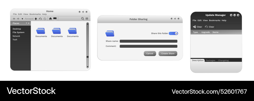 Set of digital system windows in blue color Vector Image