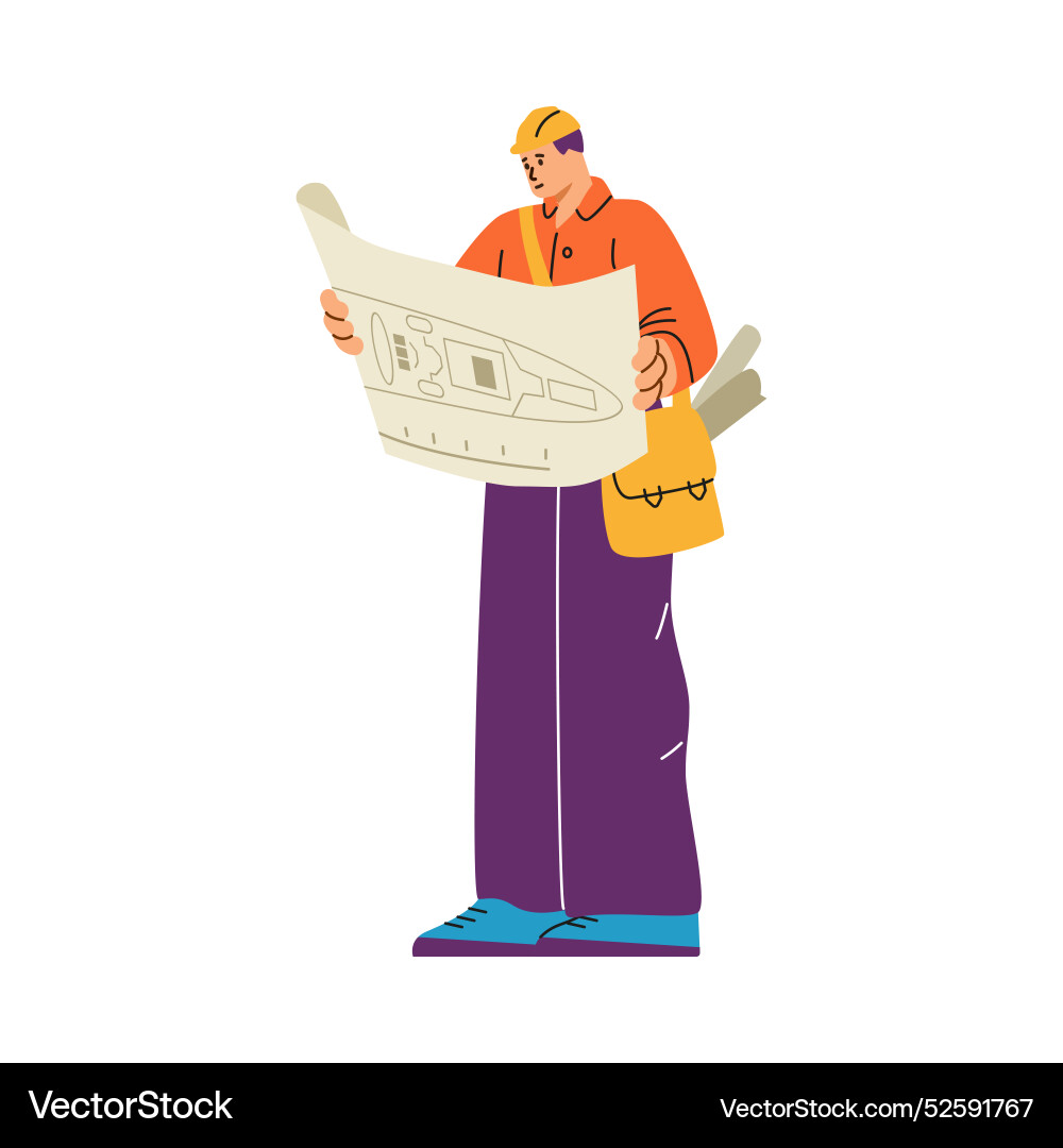 Shipbuilding a design engineer studies a Vector Image