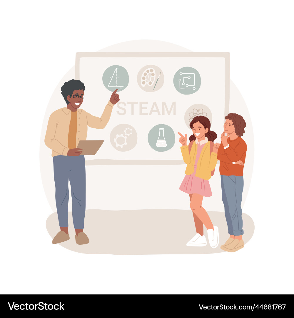 Steam focused school isolated cartoon Royalty Free Vector