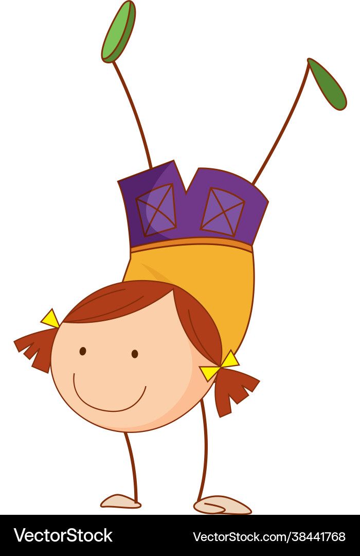 A doodle kid performing break dance cartoon Vector Image