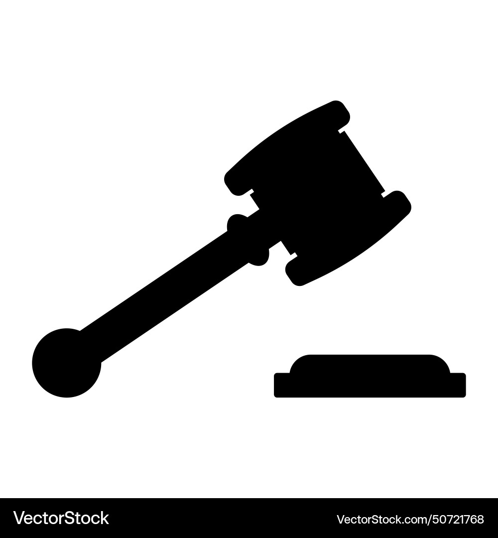 Black gavel icon on white background Royalty Free Vector