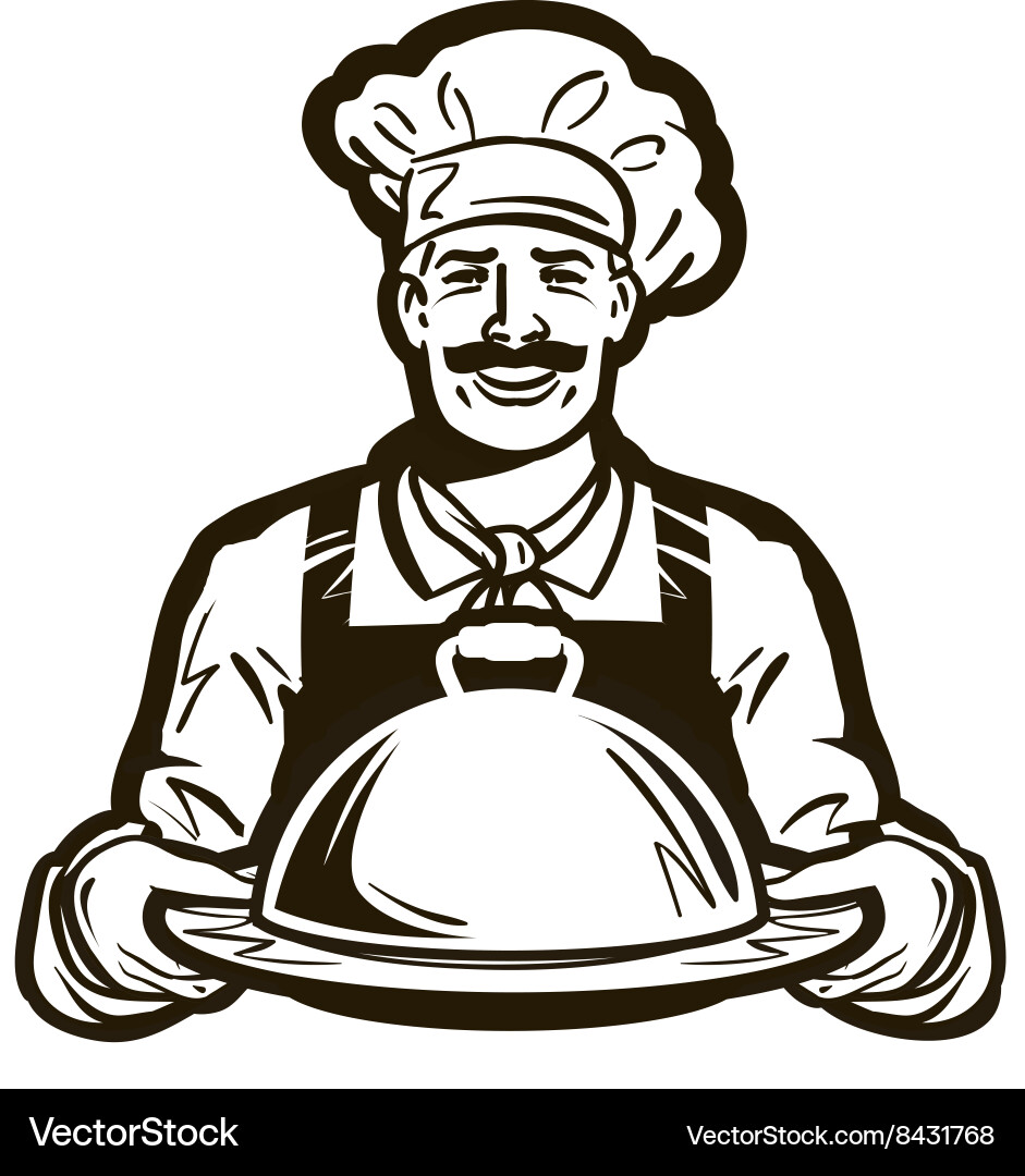 Cook chef logo restaurant cafe or dish Royalty Free Vector