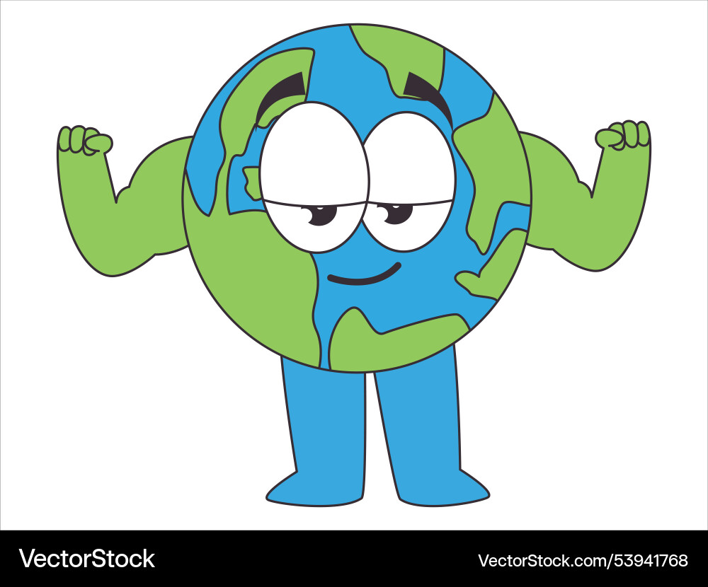 Earth character globe world emoticon muscular Vector Image