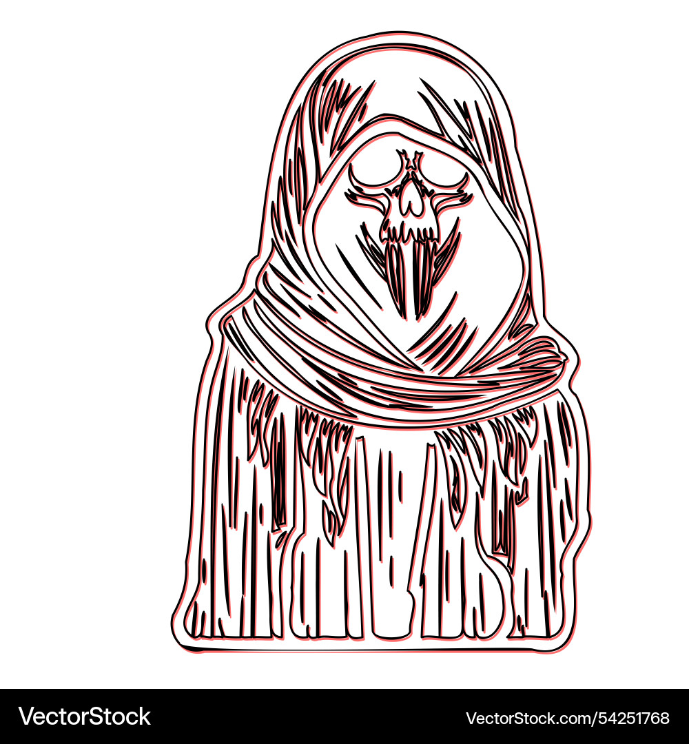 Grim reaper halloween outline sketch red Vector Image