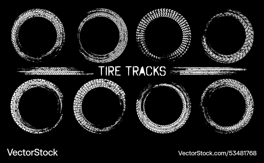 Grunge circle tire tracks wheel braking marks Vector Image